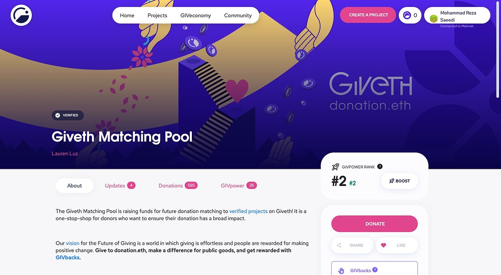 Improving single project screen - Giveth Proposals - Giveth Forum: Join ...